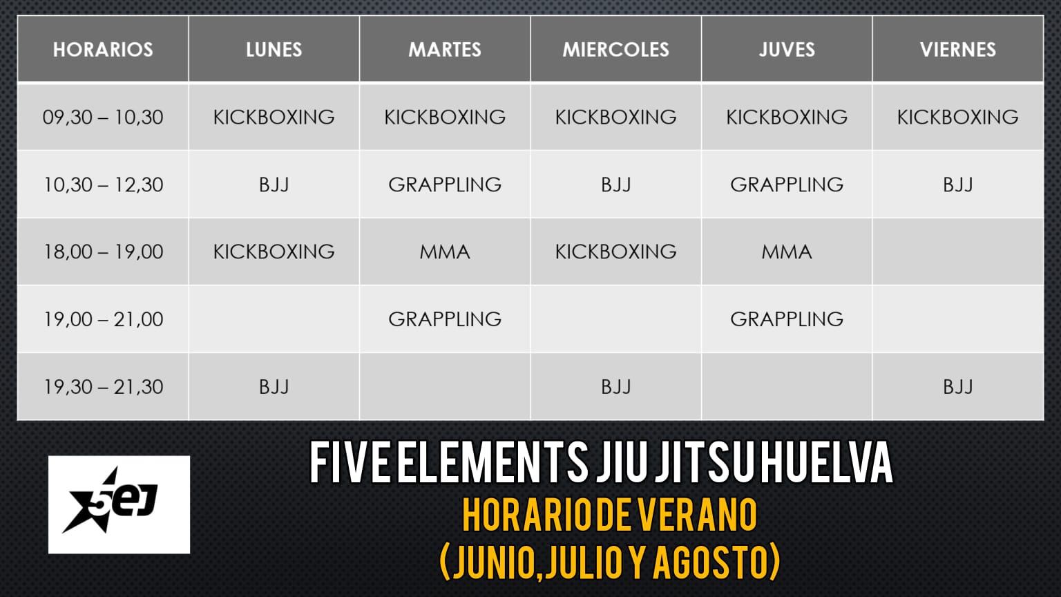Horario y Tarifas | Five Elements Jiu-Jitsu Huelva